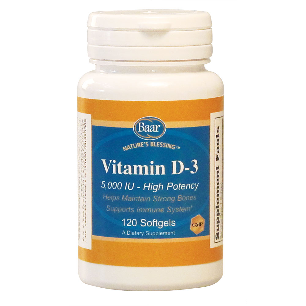 Vitamin D-3, 5000IU, 120 Softgels